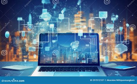 Laptop Show Business Transaction On Screen Cyber Security And Data
