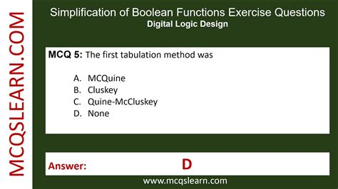 Boolean Functions Simplification Mcq Questions Answers Boolean Functions Class 12 9 Mcqs Notes