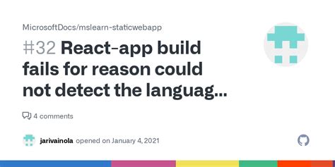 React App Build Fails For Reason Could Not Detect The Language From
