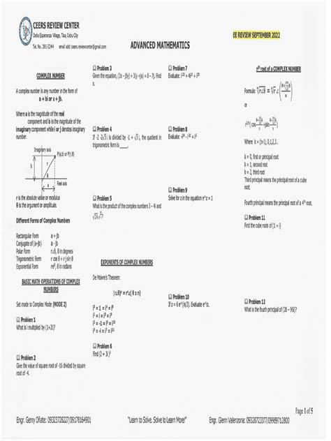4 Advanced Math Handout Pdf