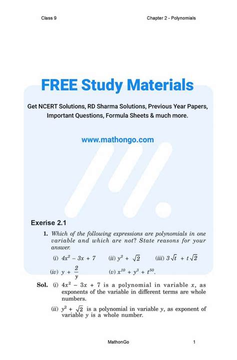 Ncert Solutions For Class 9 Maths Chapter 2 Exercise 2 1 Mathongo