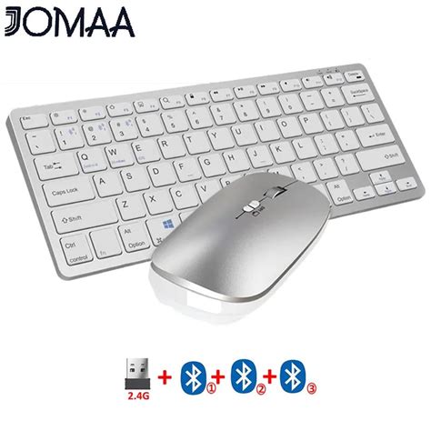 Jomaa 2 4g Bluetooth Wireless Keyboard Mouse Combo Rechargeable Mini Multimedia Bluetooth