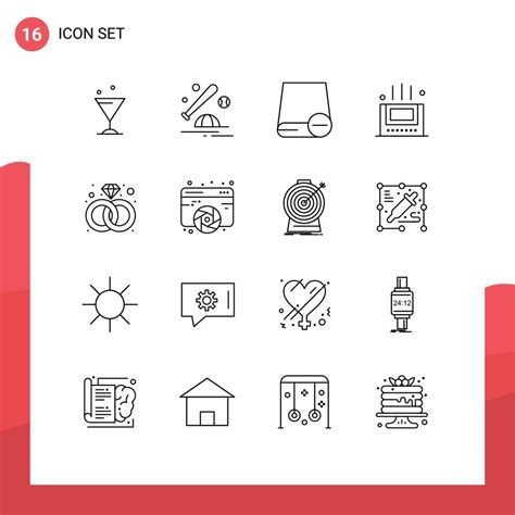 User Interface Pack Of 16 Basic Outlines Of Present Room Computers Mat Hardware Editable Vector