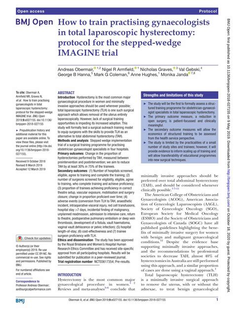 Pdf Open Access Protocol How To Train Practising · Laparoscopic Surgical Procedures Such