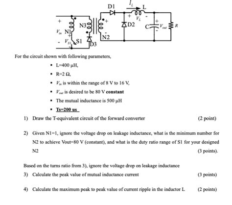 Solved For The Circuit Shown With Following Parameters Chegg