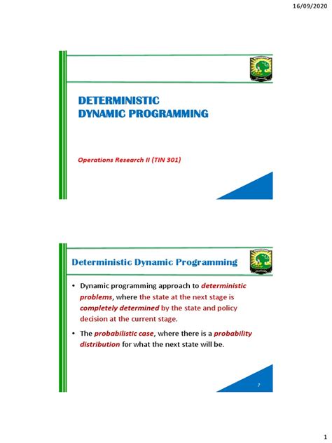 05 Or2 Dynamic Programming Deterministic Pdf Pdf Dynamic