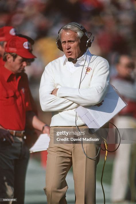 San Francisco 49ers Head Coach Bill Walsh Coaches On The Sidelines Of