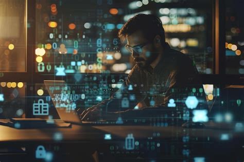 Hacker Typing On Laptop In Brightly Lit Office During Daytime Premium Ai Generated Image