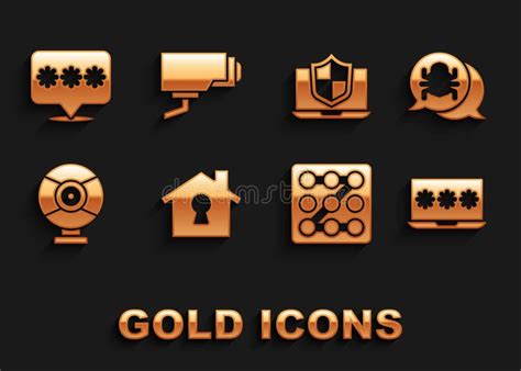 Set House Under Protection System Bug Laptop With Password Graphic Security Camera