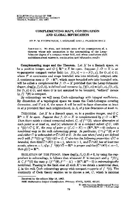 Pdf Complementing Maps Continuation And Global Bifurcation Ivar