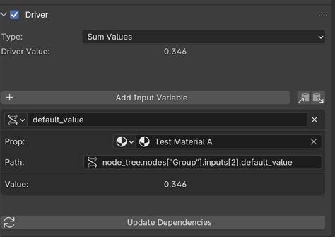 Drivers Reusing Custom Node Groups In Different Materials Blender