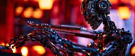 Futuristic Robotic Figure In A High Tech Environment Stock Image Image Of Engineering
