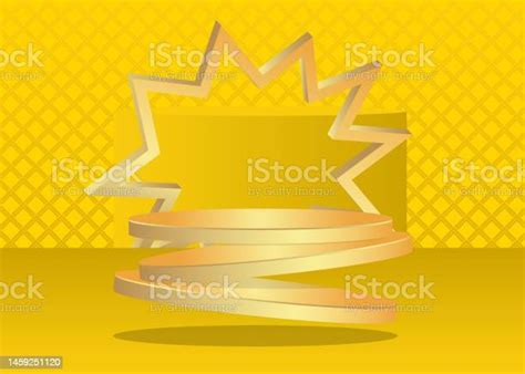 골드 옐로우 모형 제품 디스플레이 추상 벡터 3d 룸 실린더 받침대 연단 프레젠테이션을 위한 무대 쇼케이스 미래 공상 과학