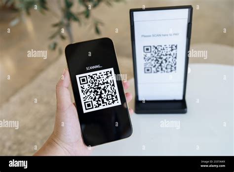 Qr Code Payment E Wallet Man Scanning Tag Accepted Generate Digital Pay Without Moneyscanning