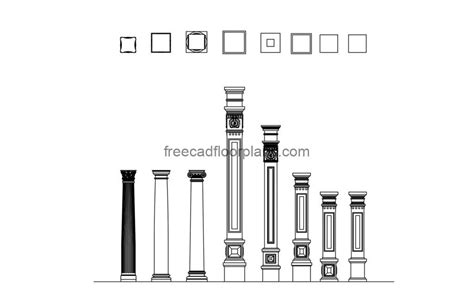 Classical Columns Autocad Block Plan Elevations Free Cad Floor Plans