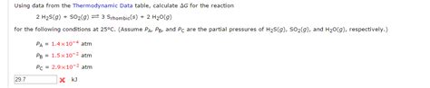 solved using data from the thermodynamic data table
