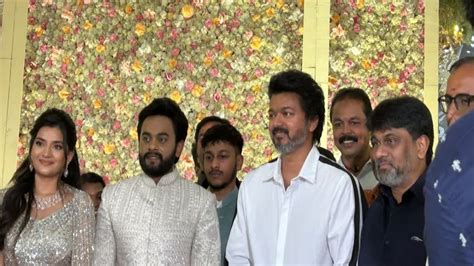தயாரிப்பாளர் லலித் குமார் மகன் திருமண வரவேற்பு நிகழ்ச்சியில் நடிகர் விஜய்