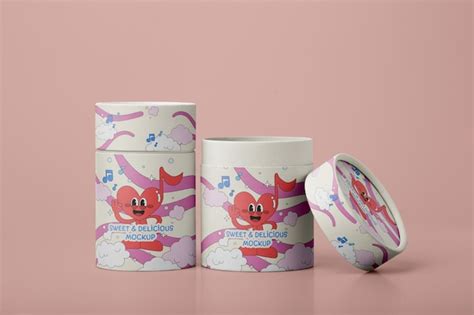 둥근 상자 디자인 목업 무료 Psd 파일