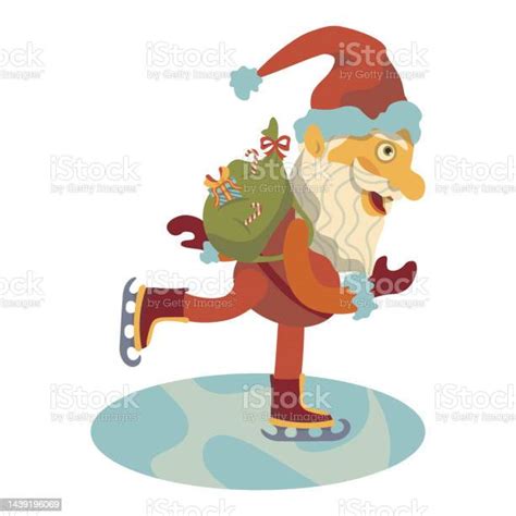 얼음 새해 크리스마스 벡터 캐릭터에 선물 가방으로 스케이트를 타는 산타 12월에 대한 스톡 벡터 아트 및 기타 이미지 12월 3차원 형태 겨울 Istock