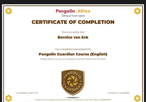 Bernice Van Eck On Linkedin Super Excited As I Am Now Officially A Pangolin Guardian For The