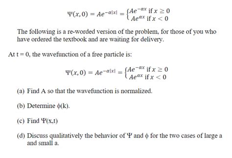 solved a free particle has the initial wave function