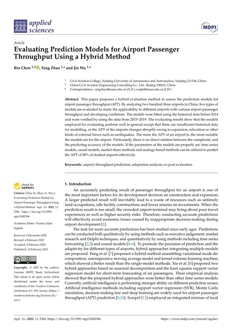 Pdf Evaluating Prediction Models For Airport Passenger Throughput Using A Hybrid Method