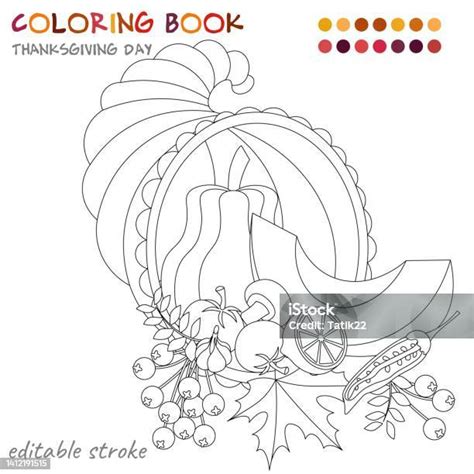 추수 감사절 각막은 수확으로 가득 차 있습니다 어린이와 성인을위한 색칠 템플릿 11월에 대한 스톡 벡터 아트 및 기타 이미지 11월 가을 검은색 Istock