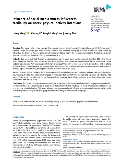 Pdf Influence Of Social Media Fitness Influencers Credibility On Users Physical Activity