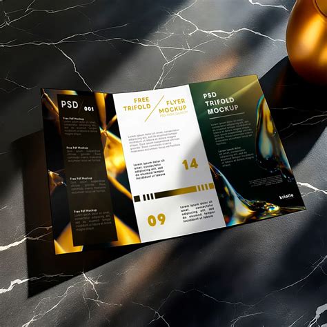 Free Realistic Tri Fold Brochure Mockup Psd