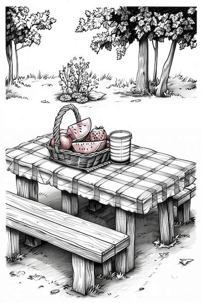 Picnic Table Sketch Images Free Download On Freepik