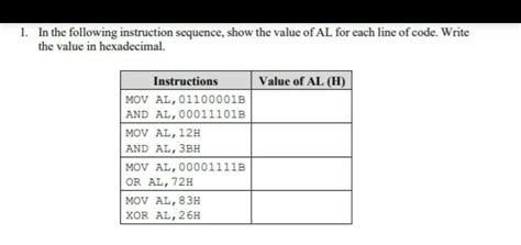 solved 1 in the following instruction sequence show the