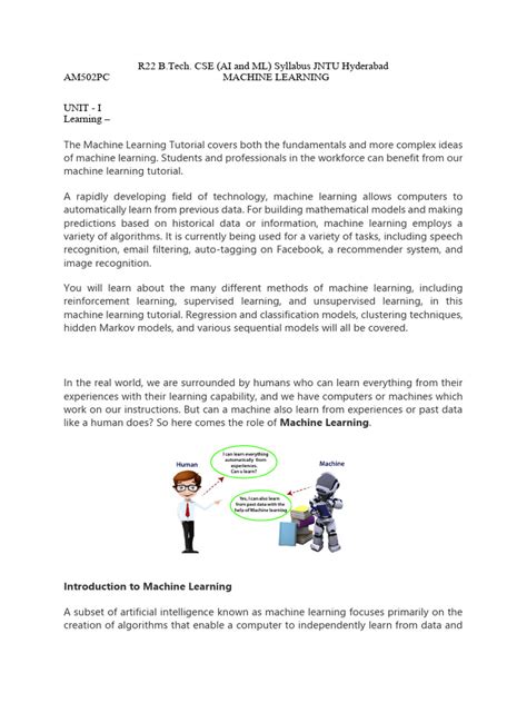 Ml Unit 1 Pdf Machine Learning Artificial Neural Network
