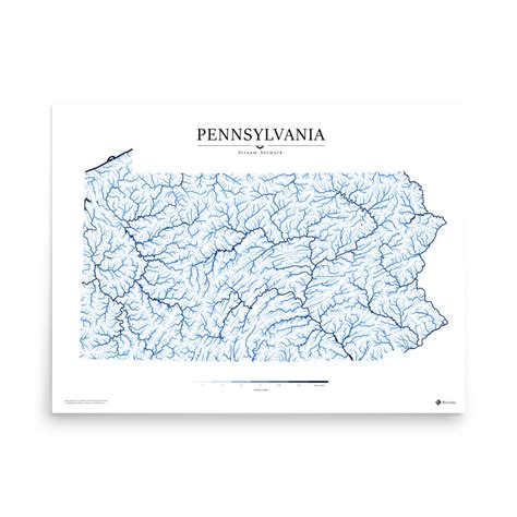 Pennsylvania Hydrological Map Poster Etsy