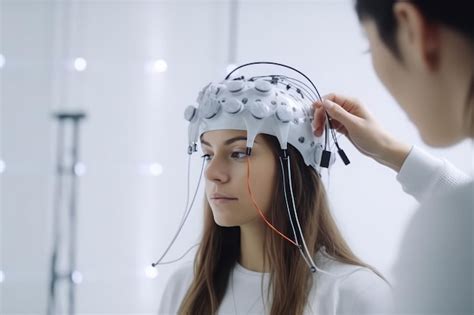 Premium Photo Eeg Sensor Measurement Brain Health Science Generate Ai