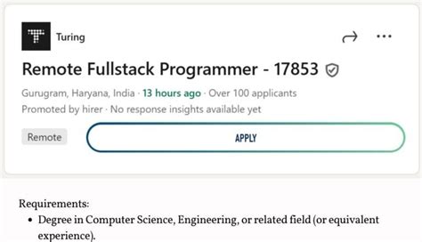 Turing Remote Job 2025 Hiring Fullstack Programmer Any Degreecseit