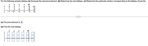 Solved For The Following Simplex Tableau A Compute The