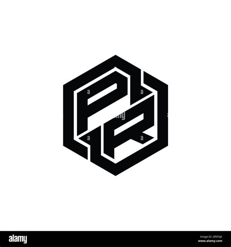 Pr Logo Monogram Gaming With Hexagon Geometric Shape Design Template