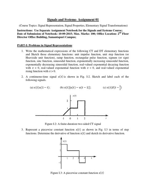 Signals And Systems Assignment 01 Signal Representations Pdf