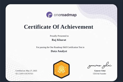 Dataanalyst Certification Oneroadmap Dataskills Careergoals Raj R Kharat