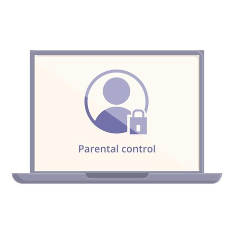 노트북 부모 통제 아이콘 만화 터 디지털 블록 프리미엄 벡터