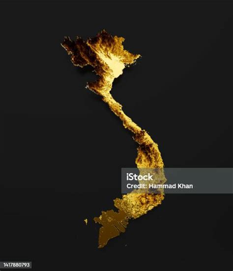 베트남지도 검은 색 배경 3d 그림에 황금 금속 색상 높이지도 0명에 대한 스톡 사진 및 기타 이미지 0명 3차원 형태 국경일 Istock