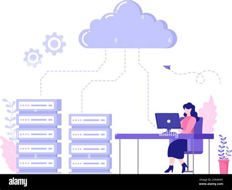 Computer Cloud Server Hosting Storage Illustration Of Data Transmission Technology And