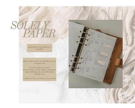 Reference Information Printable Insert PERSONAL Etsy