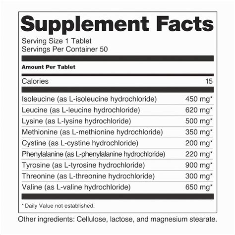Premium Vector Fda Nutrition Supplement Facts Labeling Labels Dietary Supplement Of Amino Acids
