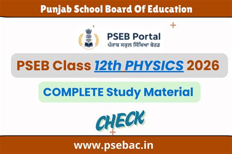 Pseb Notes Class 12 Physics 2026 Chapter Wise Notes And Video Material