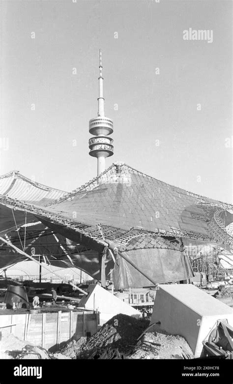 Construction Of The Swimming Stadium Some Of The Plexiglass Panels Are