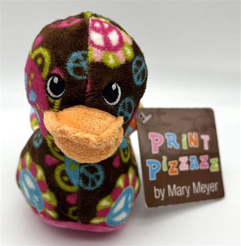 Nwt Mary Meyer Print Pizzazz Peace Sign Brown Duck Plush Toy Ebay