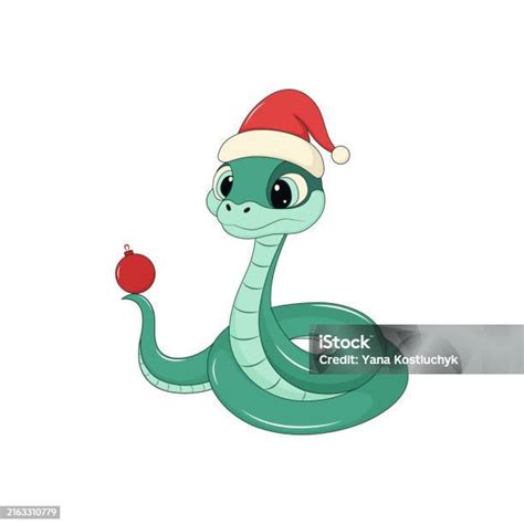 빨간 크리스마스 모자를 쓴 귀여운 뱀 벡터 일러스트 레이 션 2025년에 대한 스톡 벡터 아트 및 기타 이미지 2025년 공 스포츠 장비 귀여운 Istock