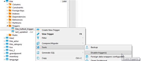 [feat req ] disable trigger from table detais trigger list · issue 16171 · dbeaver dbeaver