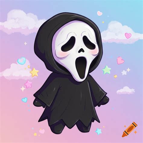 Cute Ghostface Character In Pink And Glittery Design Among Halloween